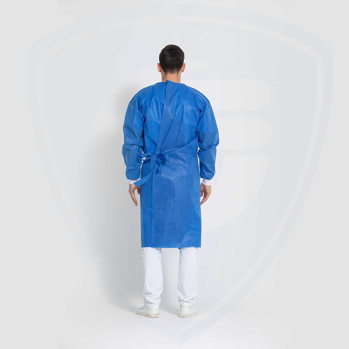 Blue Disposable Isolation Gowns Waterproof with Knit Cuff Latex Free ...